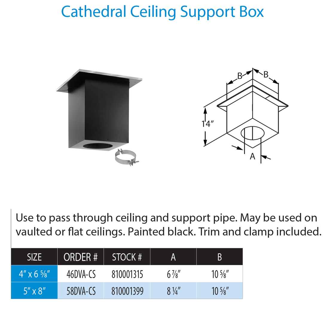 DuraVent 46DVA-CS 4” x 6 5⁄8” DirectVent Pro Cathedral Ceiling Support ...